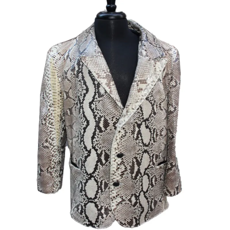 Men's Genuine Sheepskin Crocodile Embossed Printed Leather Aligattor Snake Motorcycle Bomber ...