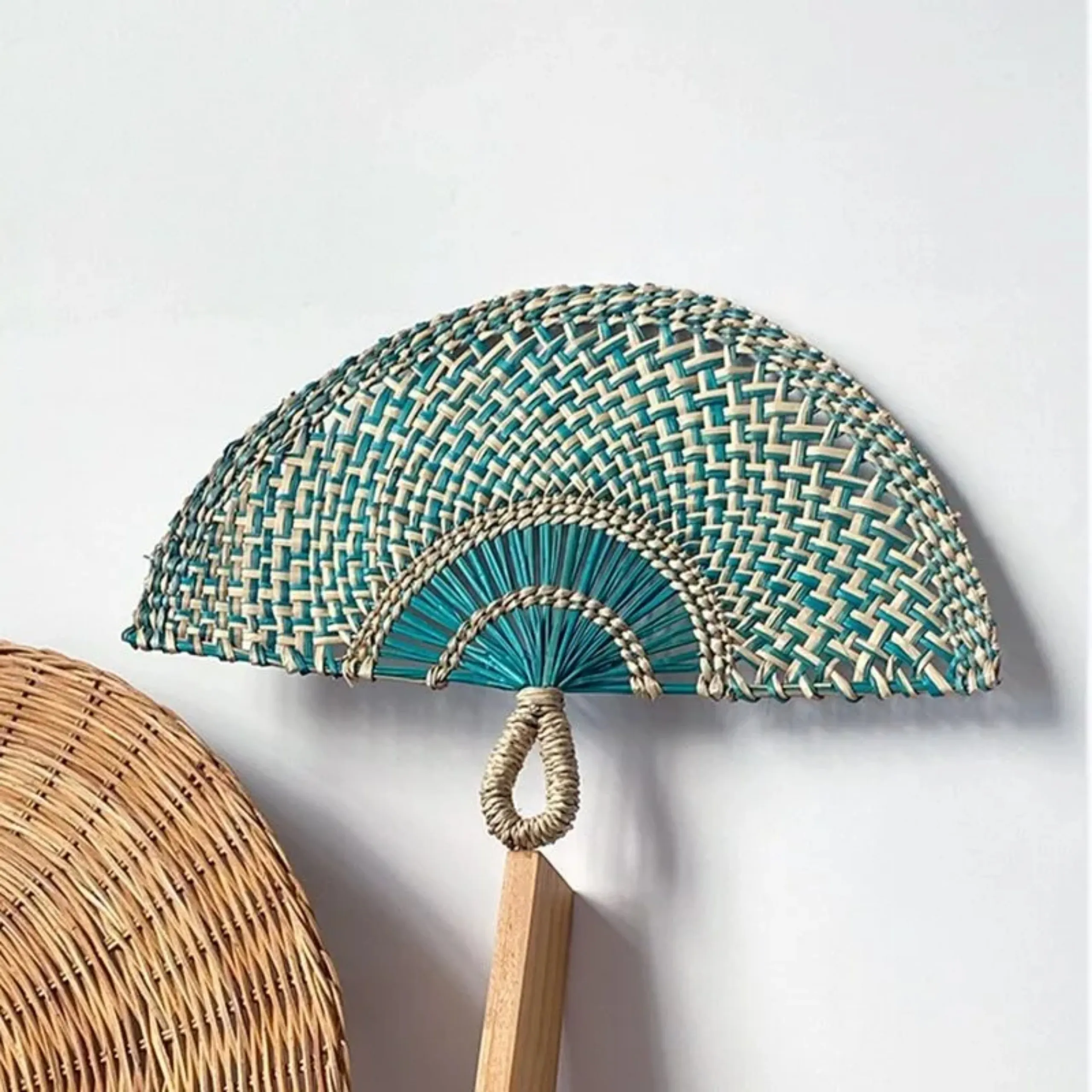Top Products Vintage Style Natural Material Decor Top Hand Woven Fan ...