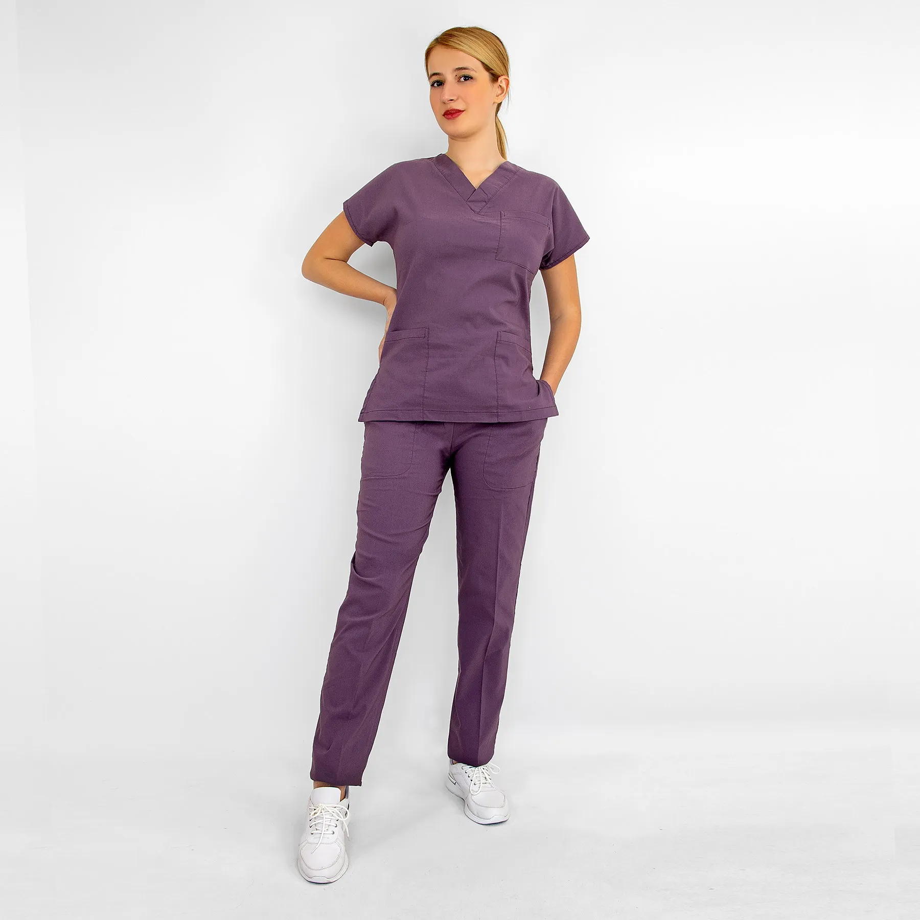 Hospital Uniforms Unisex Lilac Color Uniform Set Nurse Medical Scrubs ...