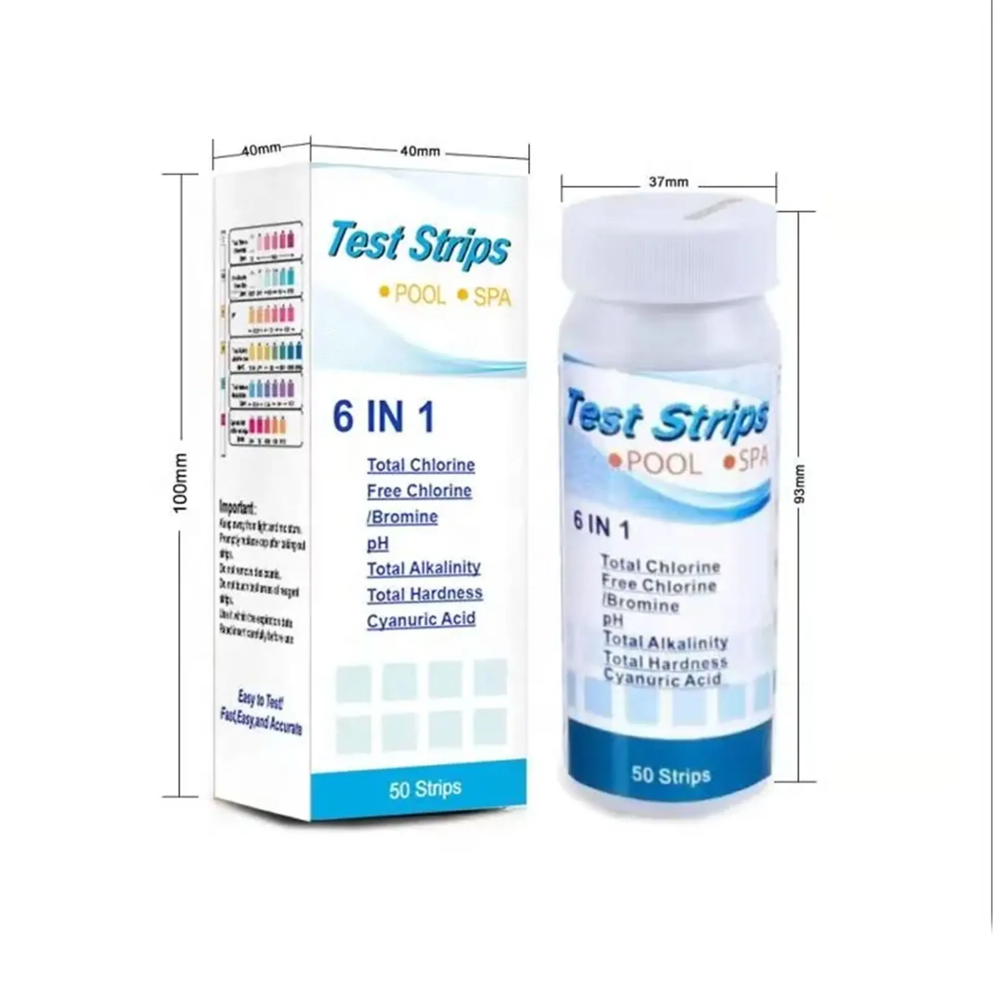 6 Parameters Water Hardness Test Strips Water Ph Test Strip Pool Spa ...