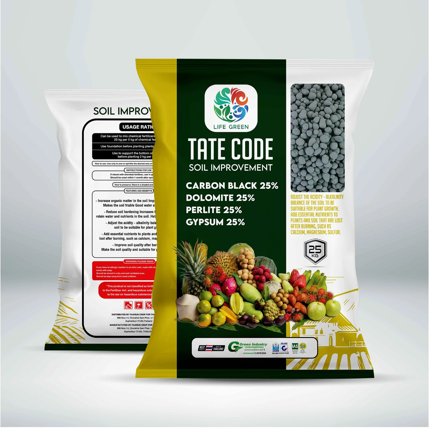 TATE CODE Carbon Black Dolomite Perlite Gypsum Soil Improvement Granule ...