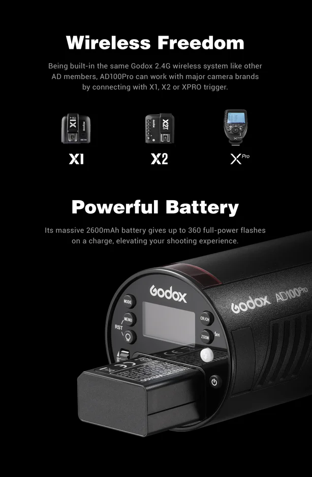 Godox Ad100pro Pocket Flash Light Godox Ad100 Pro Outdoor Studio Flash ...