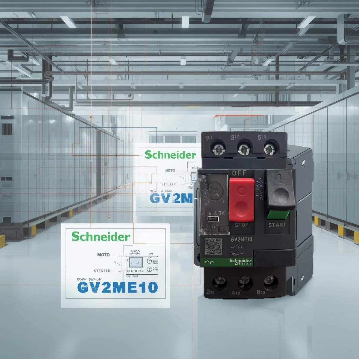 Schneider GV2ME10 3 Phase Motor Protection Circuit Breaker, 4-6.3A ...