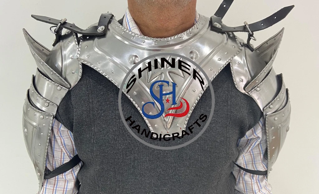 中世纪宝龙肩 & 盔甲戈格特角色扮演骑士战士银钢哥特式深色双肩臂板 - Buy 中世纪pauldrons肩和盔甲gorget角色扮演骑士战士银 ...