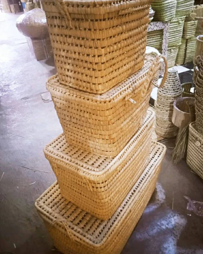 Handmade Moroccan Chest Wicker Storage Trunk Customizable - Buy Straw ...