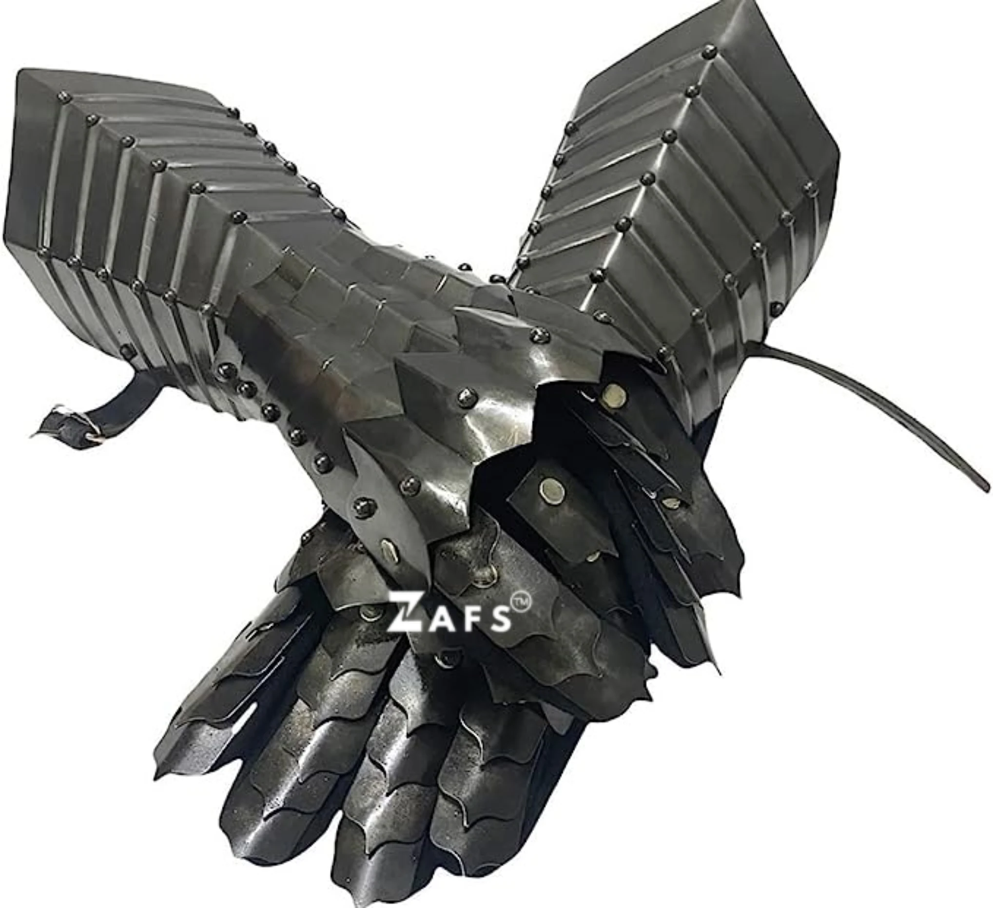 Medieval Blackened Mild Steel Gauntlets with Leather Gloves Cosplay ...