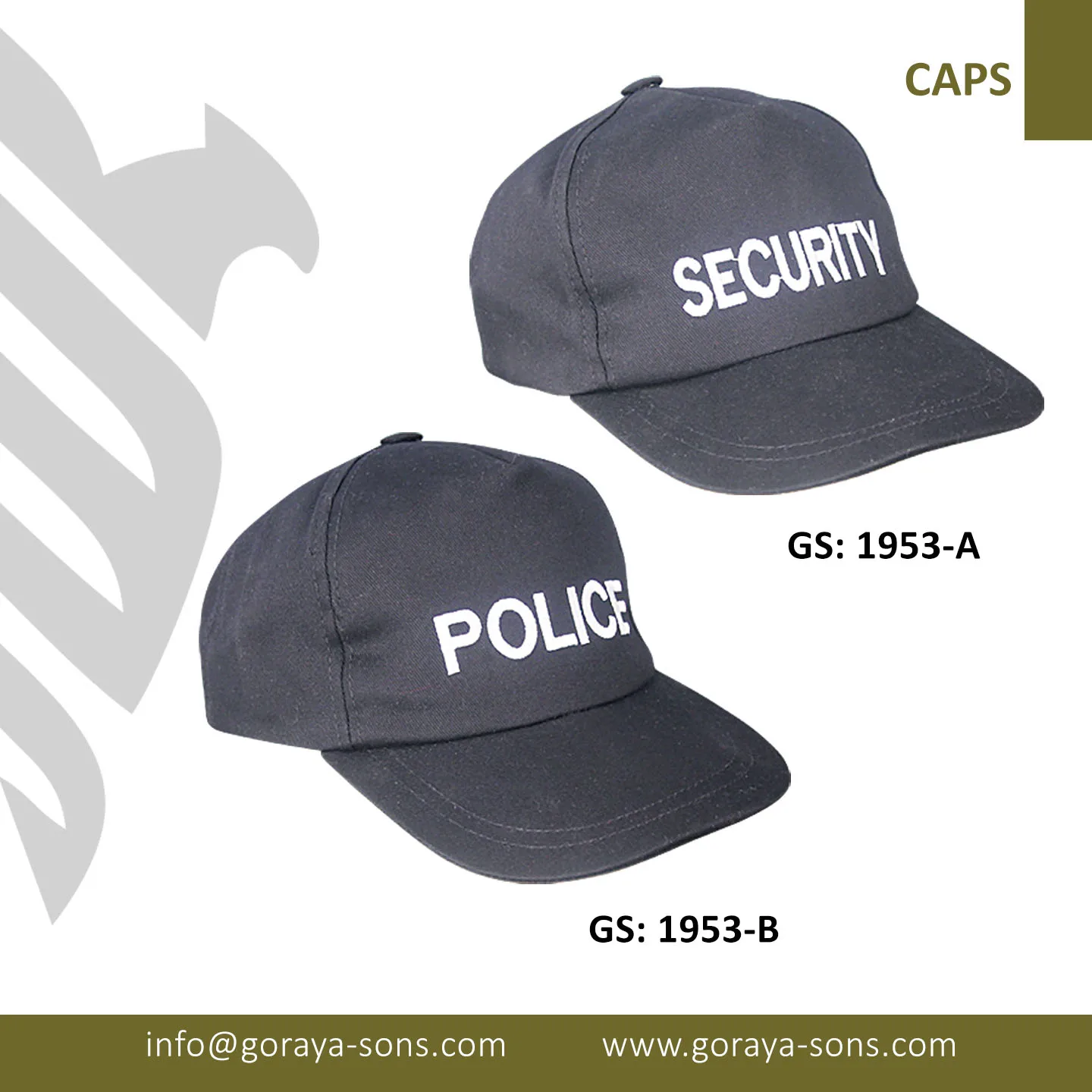 Men's Custom Embroidered Unisex Cotton Security Caps Custom Made Men's ...