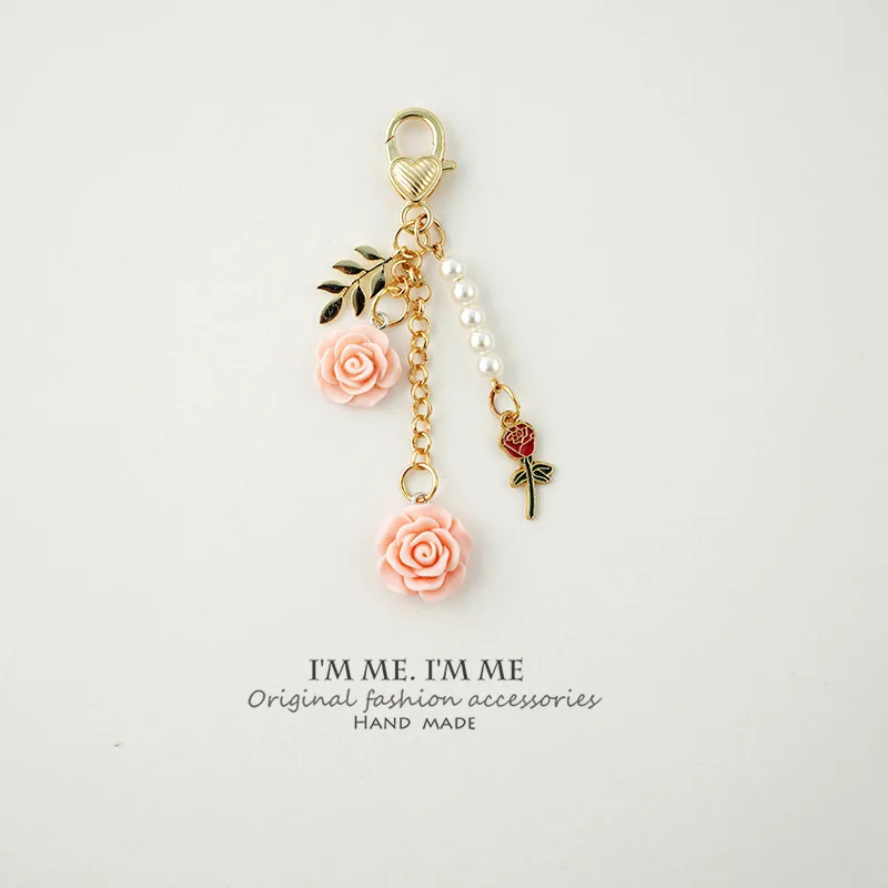 Cute 3D Camellia Rose Flower KeyChain Alloy Metal Resin Flower Rose ...