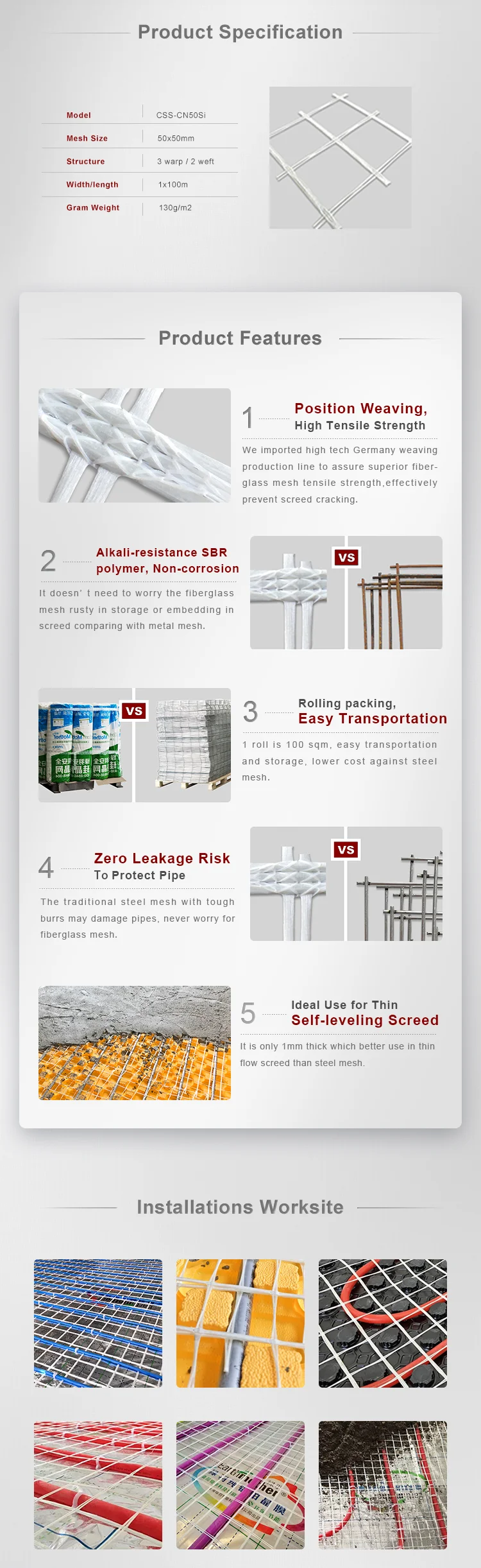 Underfloor Heating Clip Mould Mesh Fiberglass 130-150g/m2 Radiant Floor ...