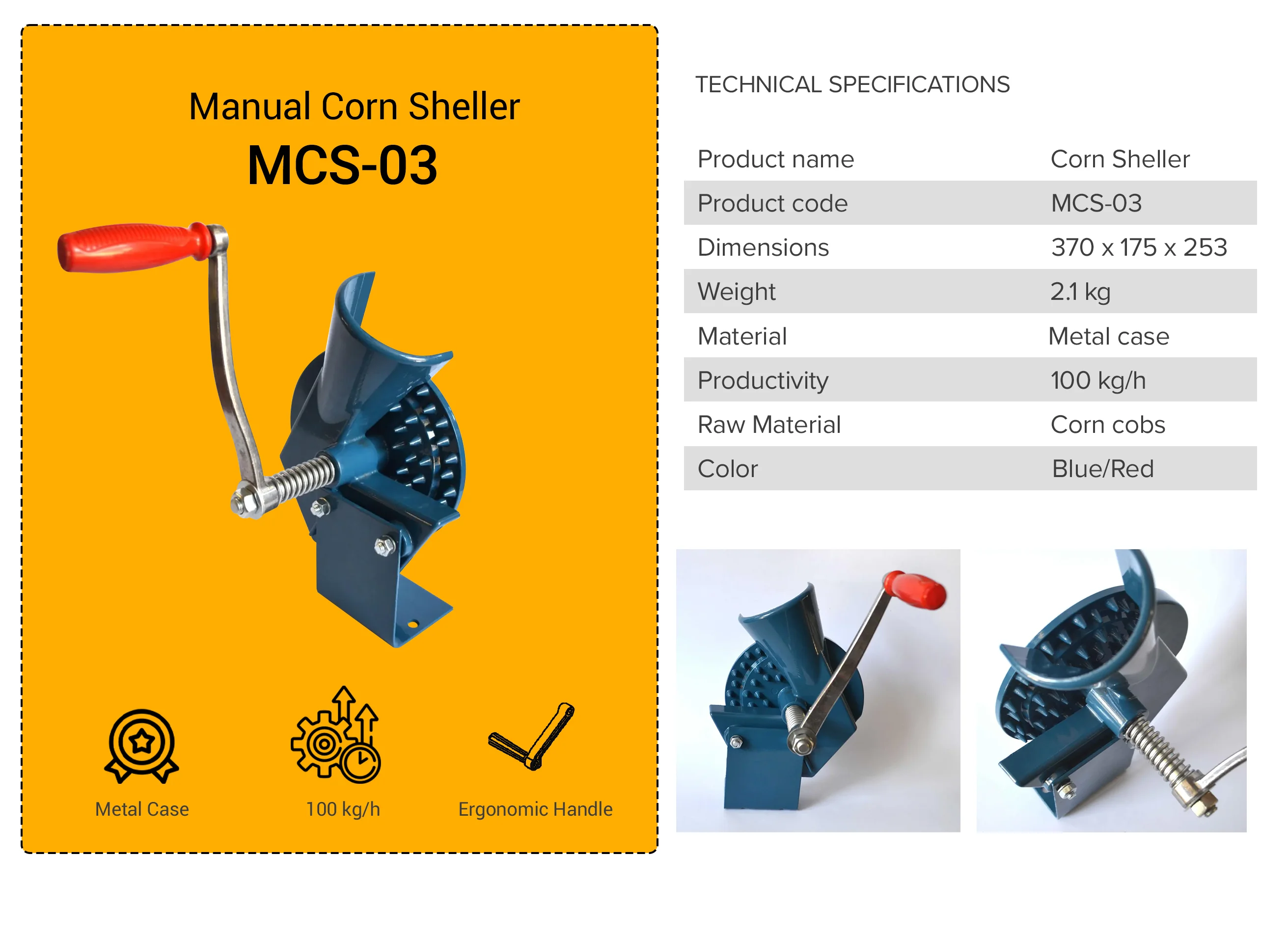Manual Corn Sheller - High Productivity for Farms & Home