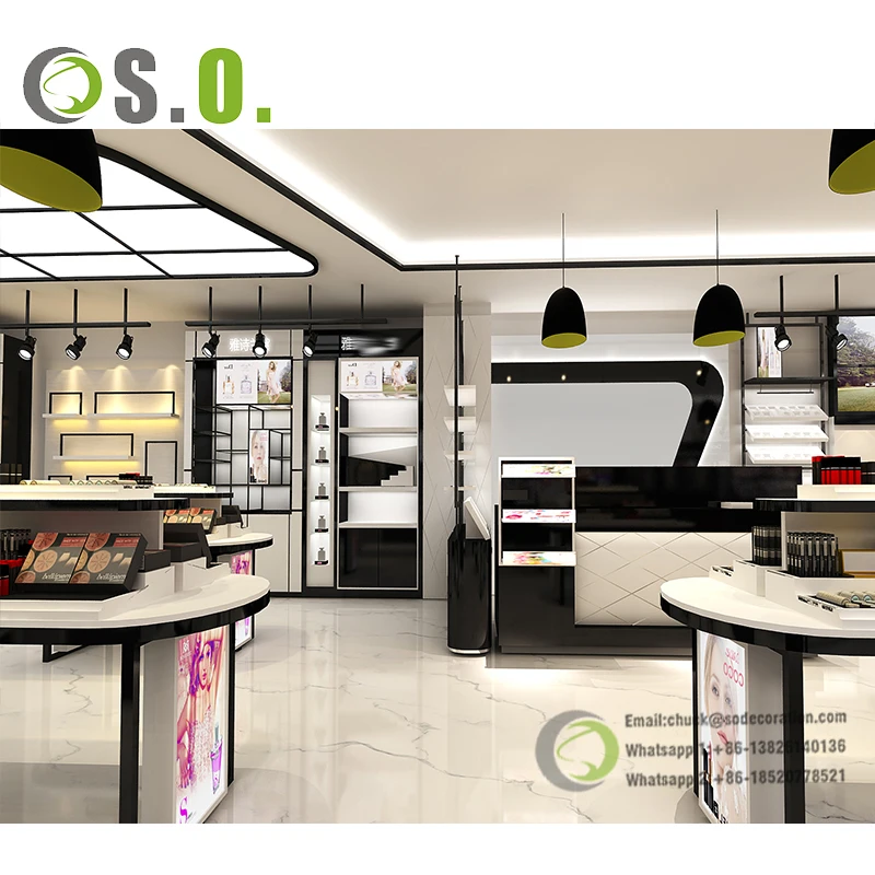 Retail Store Cosmetic Showcase Wall Cosmetic Shelf Interior Decoration ...