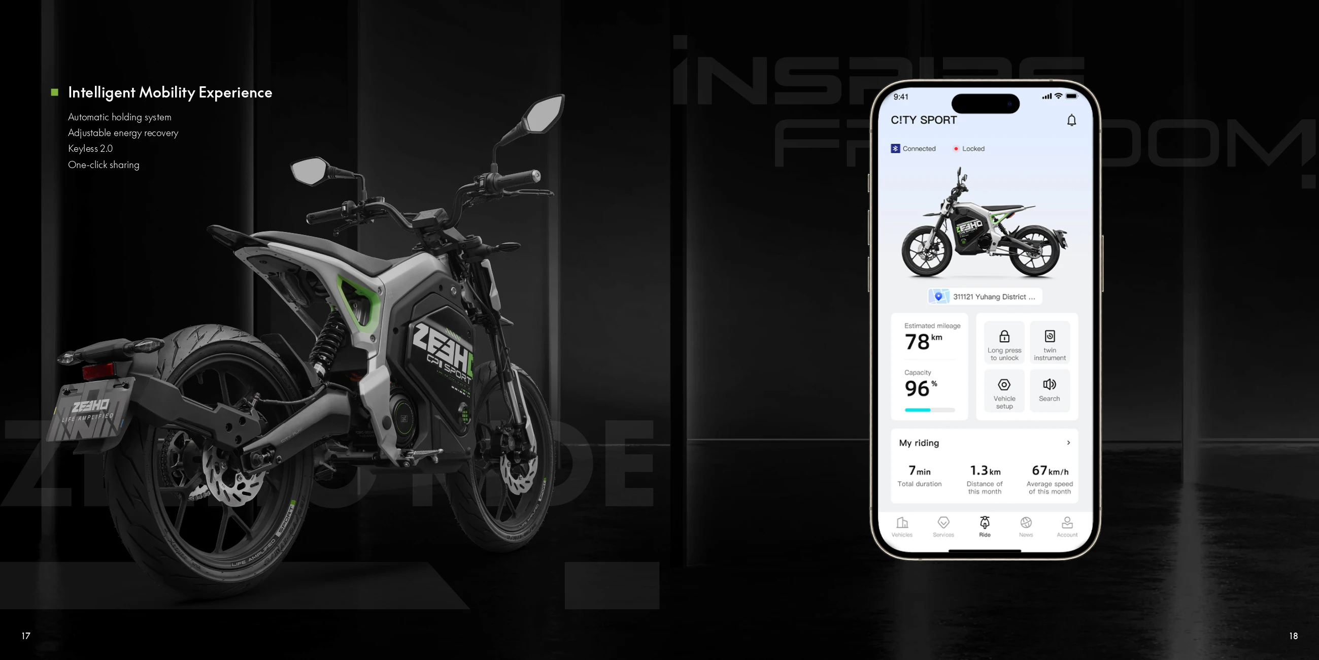 ZEEHO Electric Dirt Bike Motor E Bike - City Play 60V