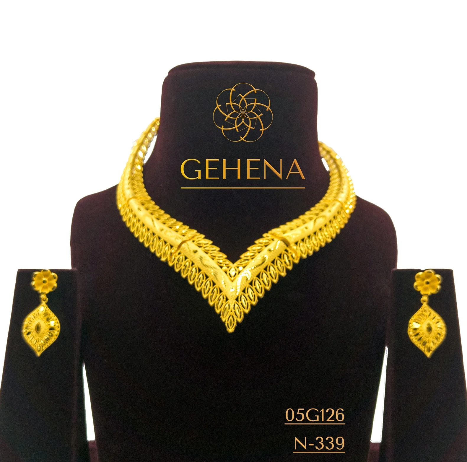 5 Gramme 24k Gold Plated Short Long Beautiful Necklace Set Earring ...