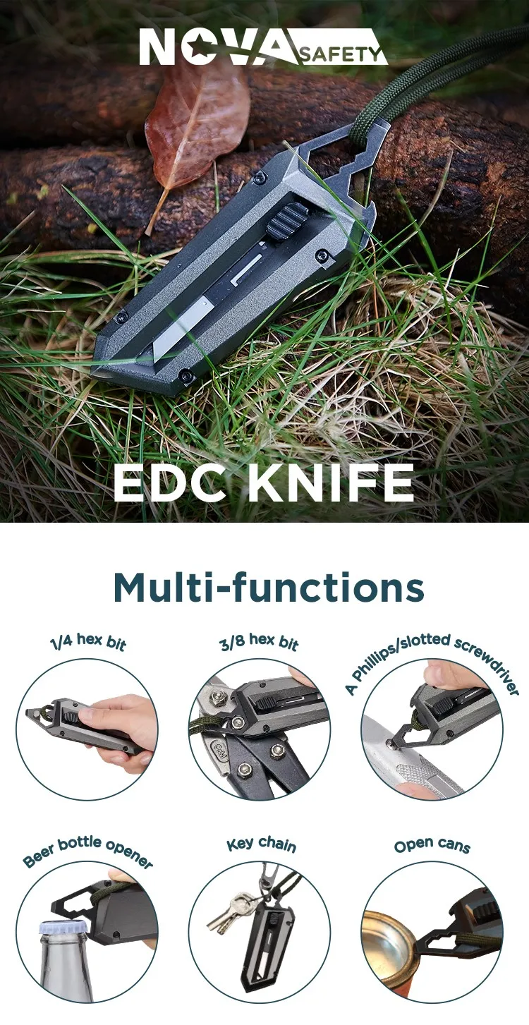 Retractable Blade Multitool Edc Pocket Keychain Knife With Bottle ...