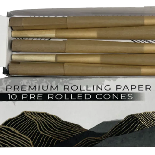 10 Pack Slide Out Pre Rolled Cones Unbleached Brown Paper Cones Rolling ...