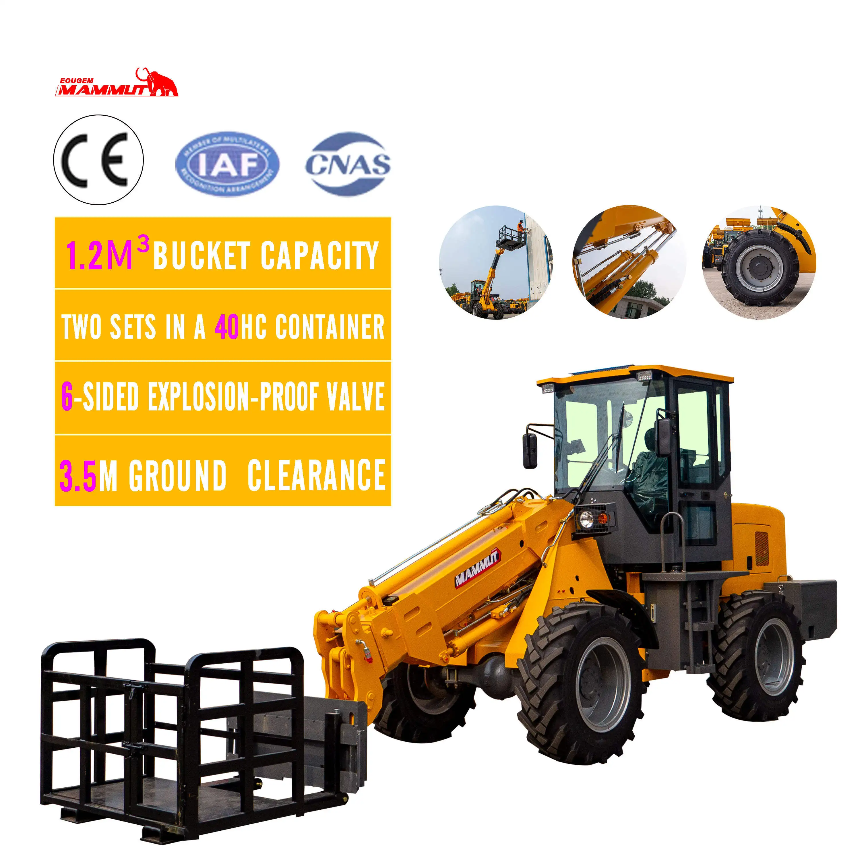 5m Lifting Height Telehandler Wheel Loader Tl2500 Front End Shovel ...