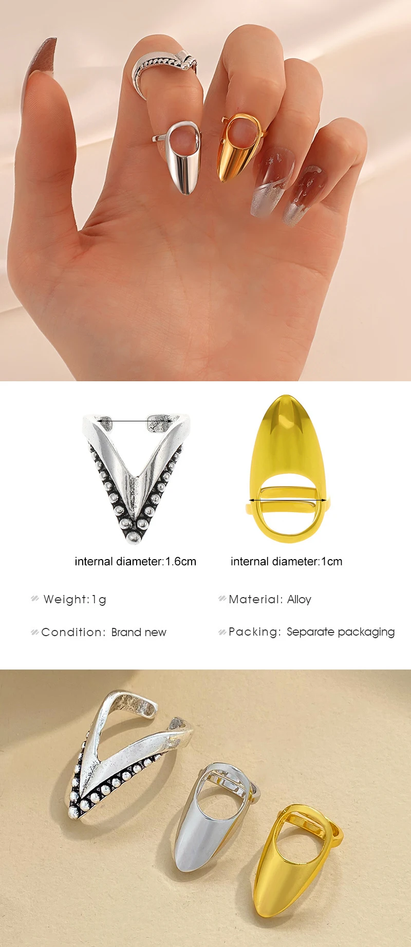 European Vintage Eagle Claw Nail Ring Fashion Jewelry American Style ...