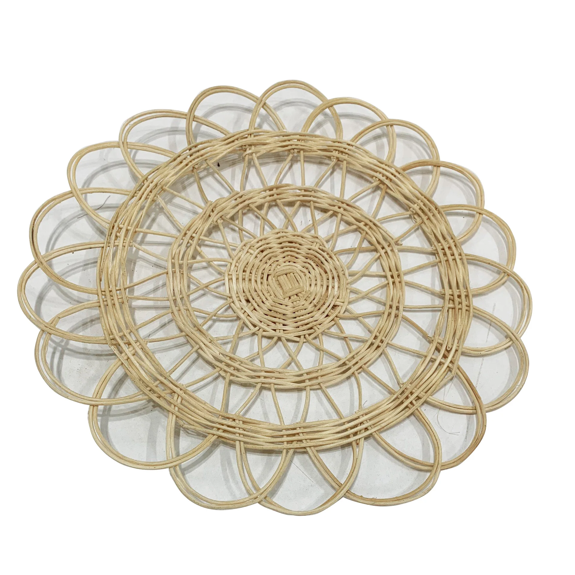 Blue Flower Rattan Placemat Boho Hanging Decoration Rattan Charger ...