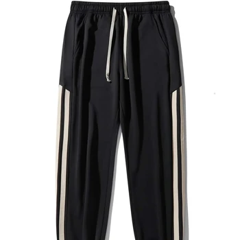Oem Men Contrast Side Seam Cotton Fleece Drawstring Waist Sweatpants ...