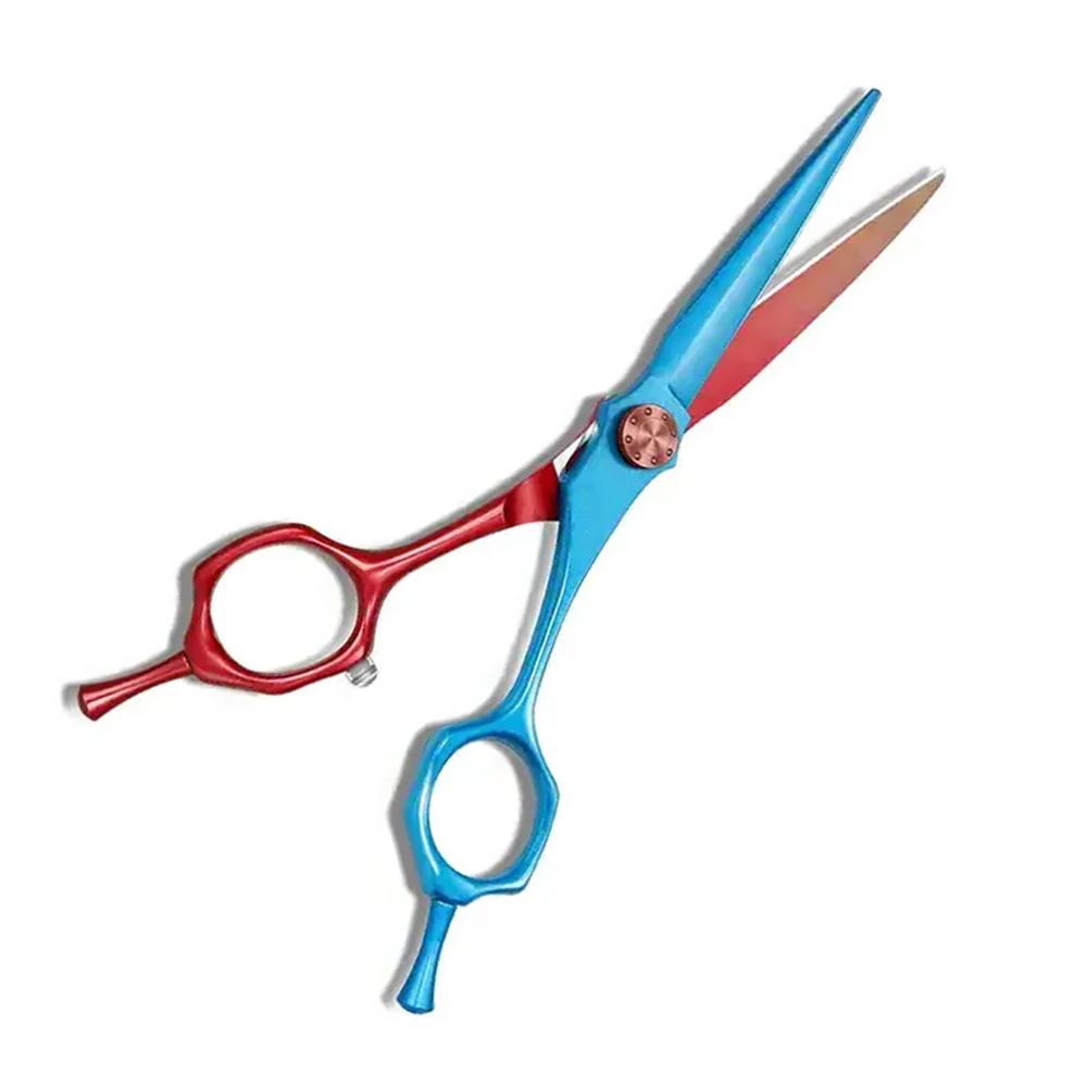 Sky Blue And Red Color Barber Hair Scissors Stainless Steel Hair ...