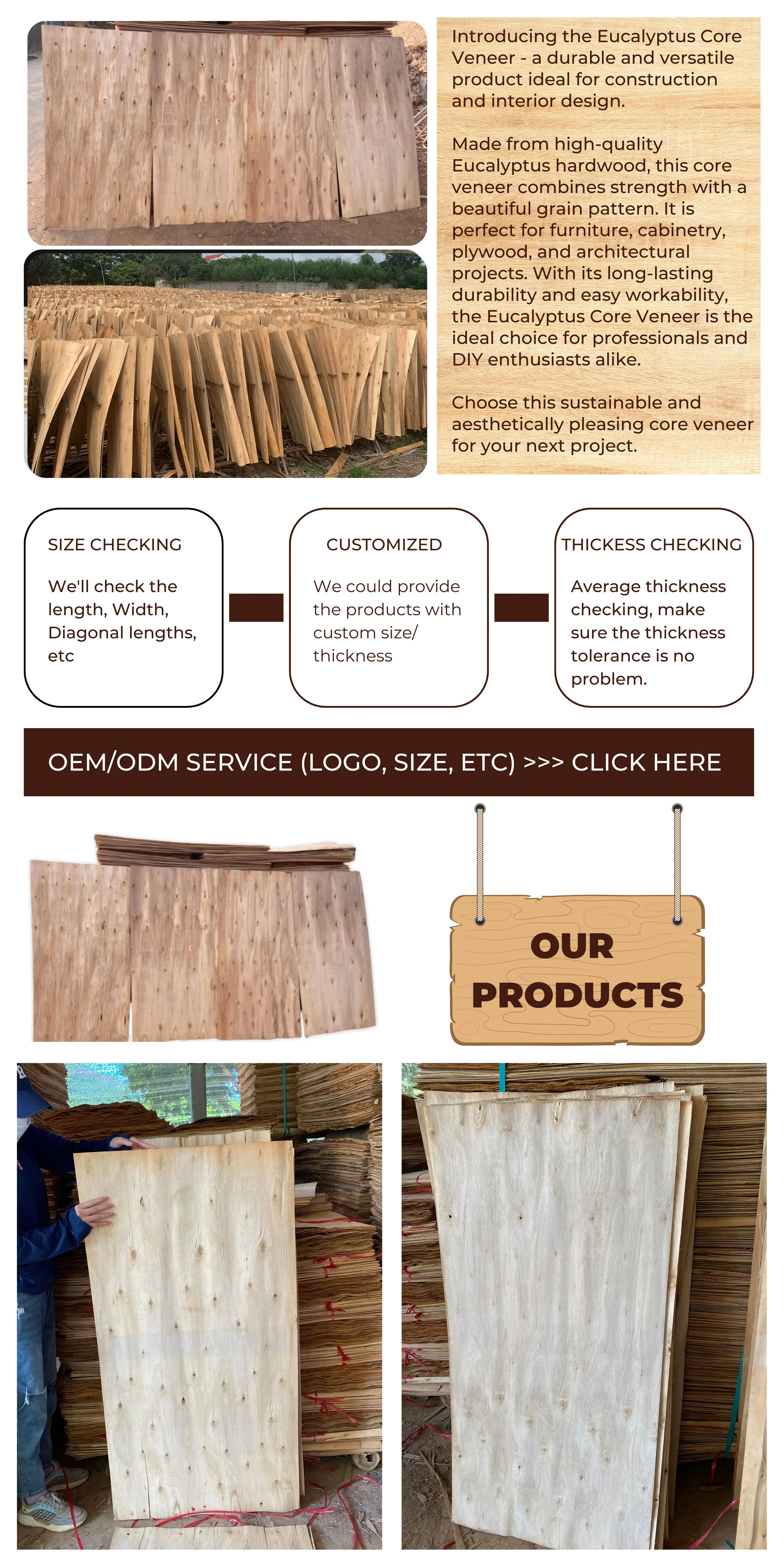 Industrial Design Eucalyptus Wood Core Veneer 1.7mm Thick For Outdoor Plywood Acacia Core Veneer ...