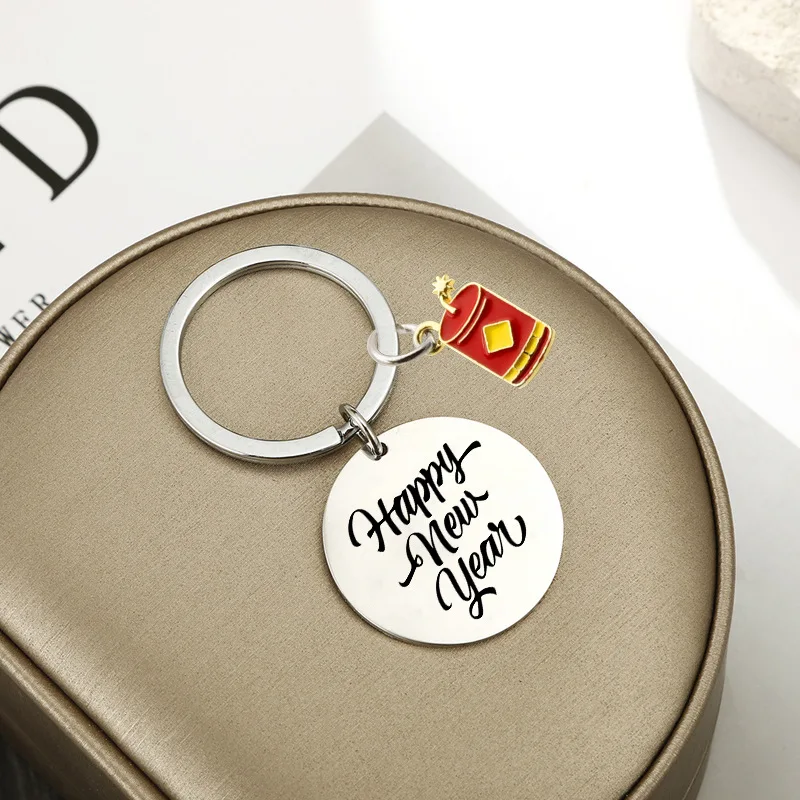 Hot Selling Stainless Steel Round Key Chain Pendant Titanium Steel Red ...