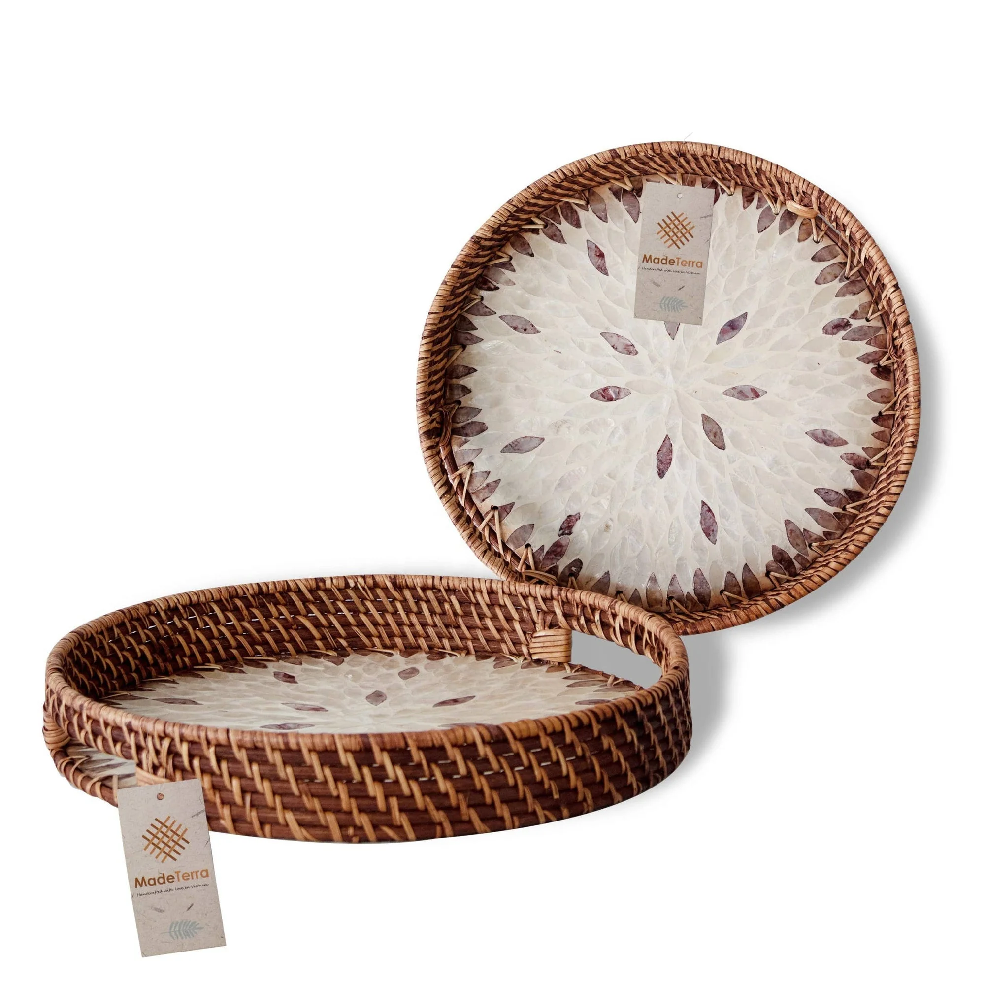 Wholesale Circular Rattan Woven Rustic Wooden Serving Tray Large Square ...