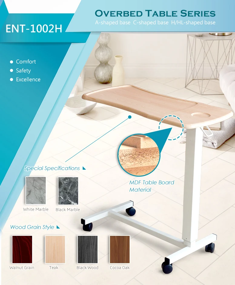 Ent-1002h Medical Adjustable Overbed Patient Table Hospital Dining ...