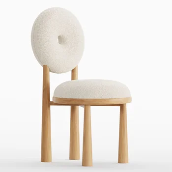Modern Design Donut Shaped Wood Frame Upholstered Accent Chair Boucle ...