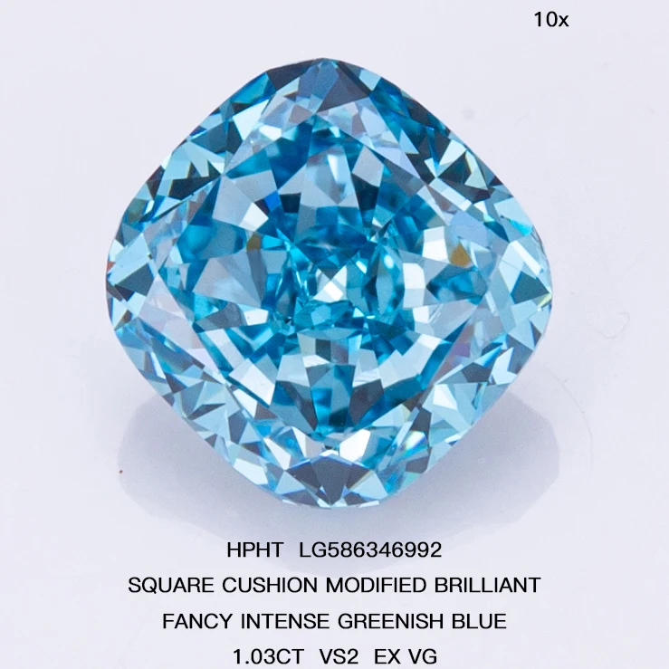 1ct Cushion VVS Loose Blue Lab Grown Diamonds CVD Lab Created Blue Diamond