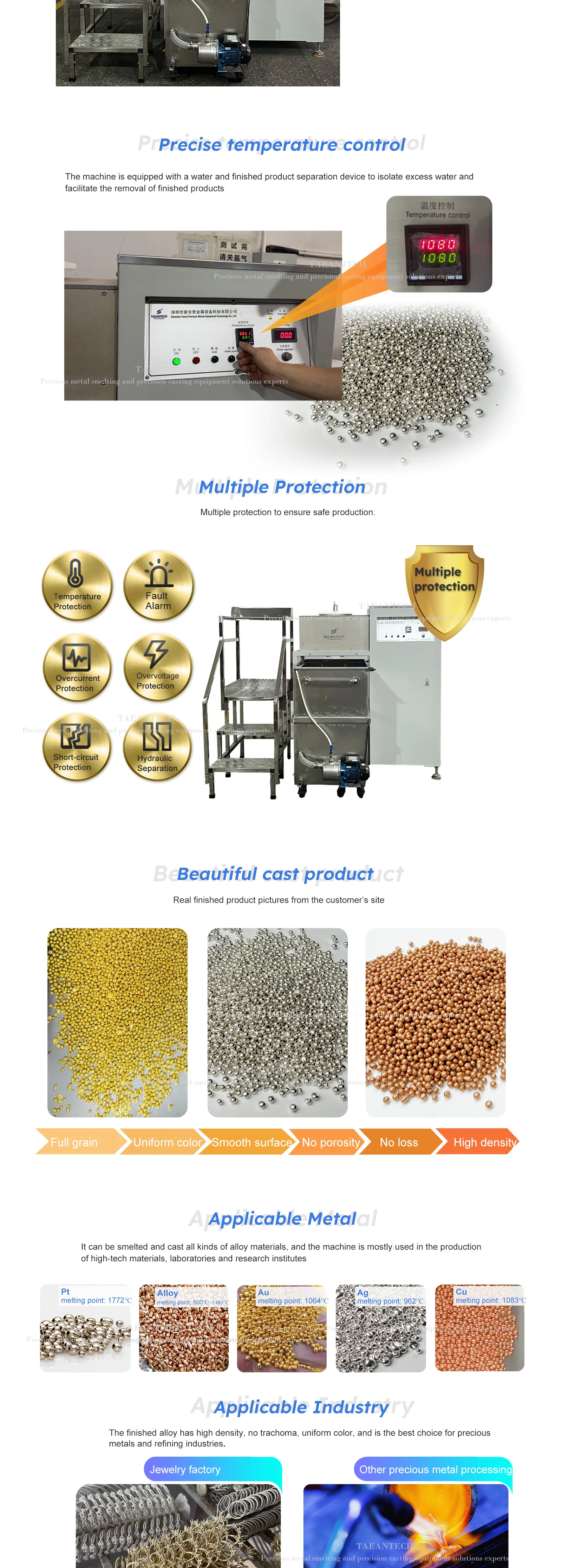 Taeantech Gold Silver Copper Granules Casting Equipment Smart Panel ...