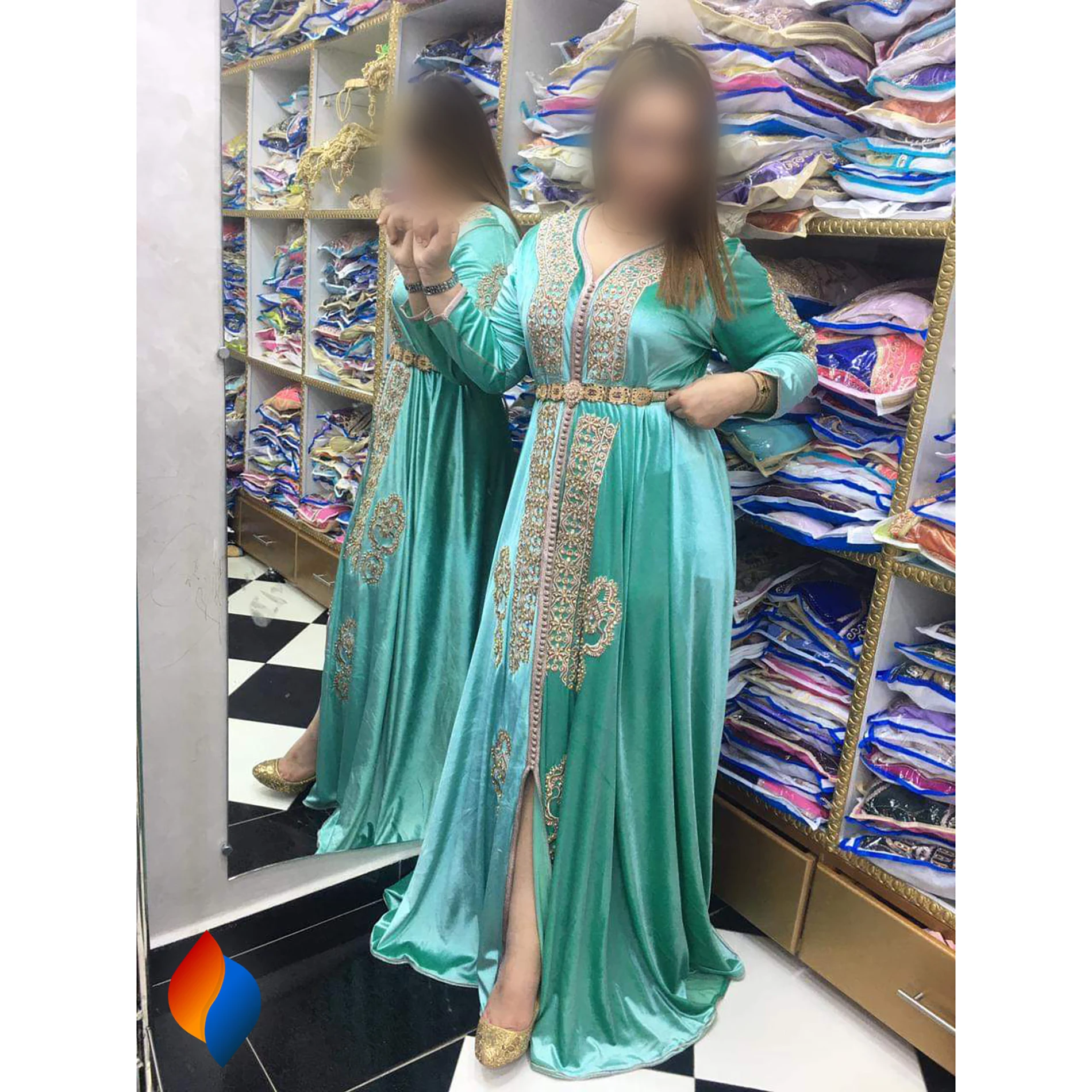 Turquoise Moroccan Embroidered Luxurious Caftan Moroccan Wedding Kaftan - Buy Handmade Moroccan ...