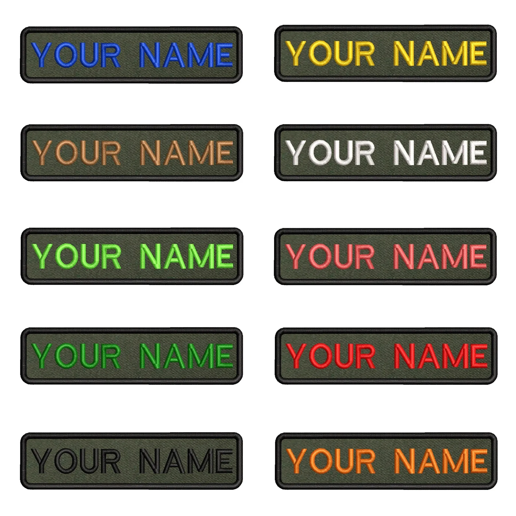 Green Background Embroidery Custom Name Text Patch Stripes Badge Iron ...