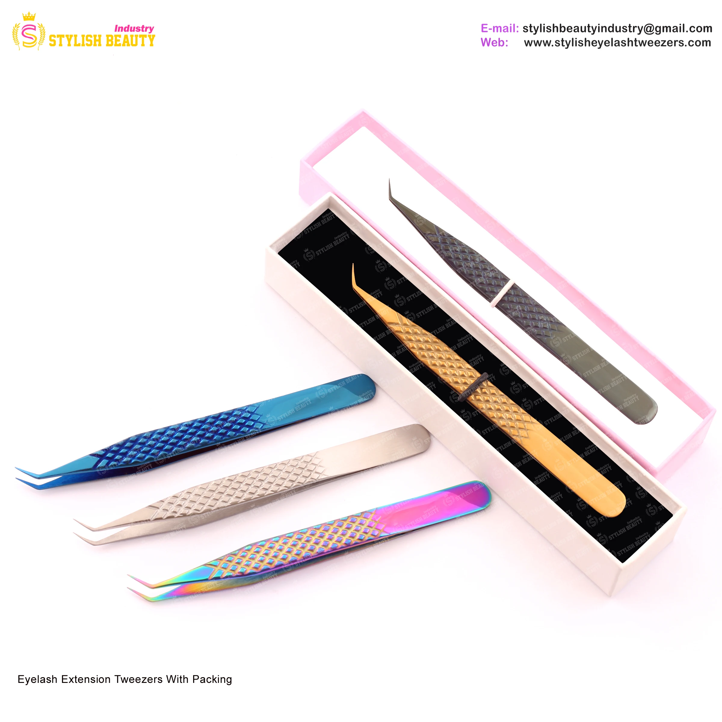 New Style Stainless Steel Fiber Tip Lash Tweezers Fiber Grip Tweezers ...