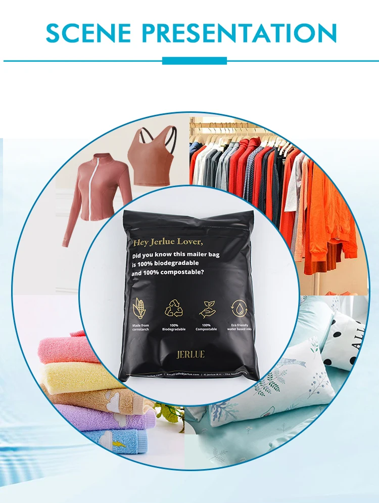Custom Printed Logo Biodegradable Black Polybag Thank You Shipping ...
