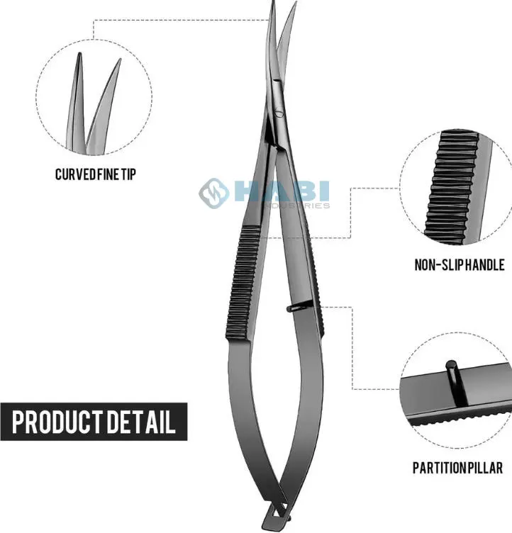 Black Color Coated Cuticle Spring Manufacturers Spring Micro Scissor ...
