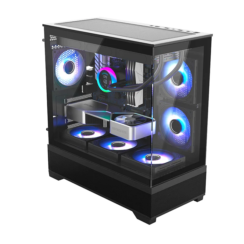 Mid Tower Desktop Pc Case Tempered Glass Pc Casing Cpu Cabinet Atx ...