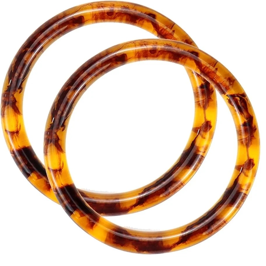 Custom LUCITE Acid Acetate Resin Ring Bag Tortoise Shell Handle/Round O ...