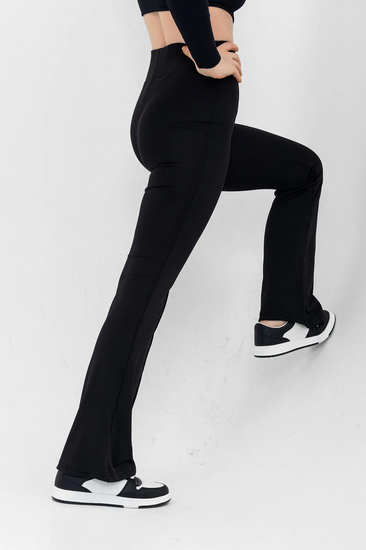 Wide Leg Elasticated High Waist Decaorative Edgestitch Trousers Wide ...