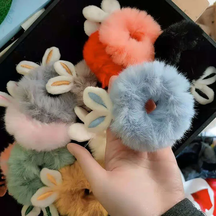 Cute Rabbit Ear Hair ties Ponytail Holder Hair Accessories for girls ...