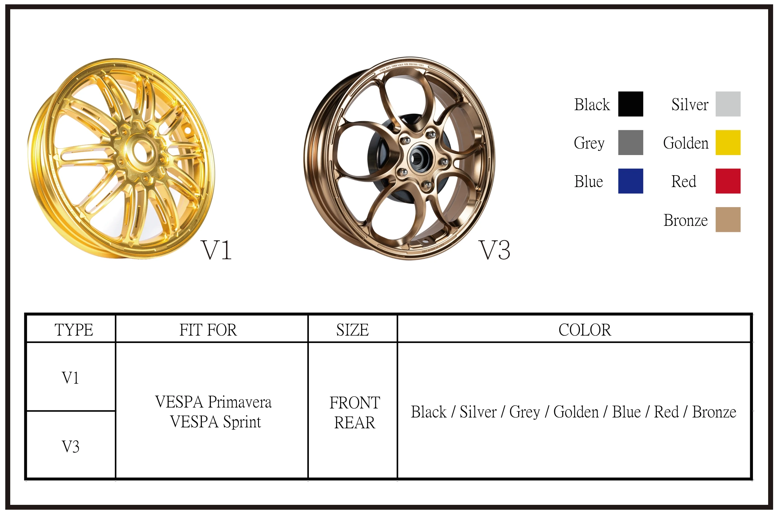 Motorcycle Wheel For Vespa Primavera 125 Rear Modified Cnc Forged ...