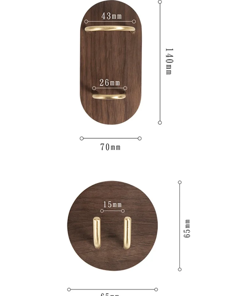 Solid Wood Brass No-punch Wall Bracket Electric Razor Storage Rack ...