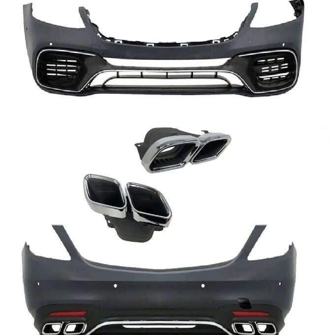 S63 Bumper Body Kit S550 Amg Fits 2018-2020 Tips Front Rear Mesh 18 ...