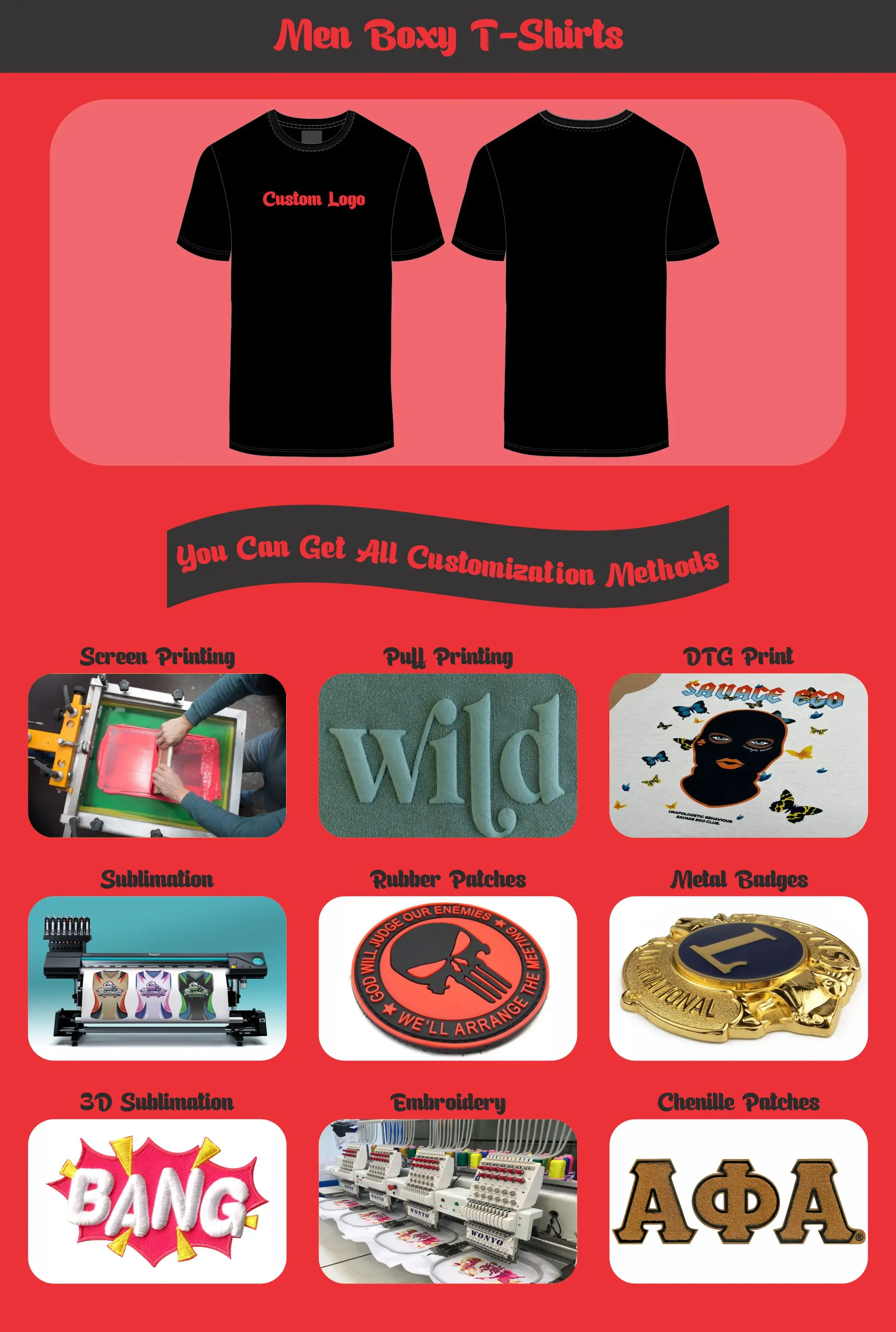 Boxy Fit Blank T-shirt Custom Men French Terry Sweat T Shirt 100% ...