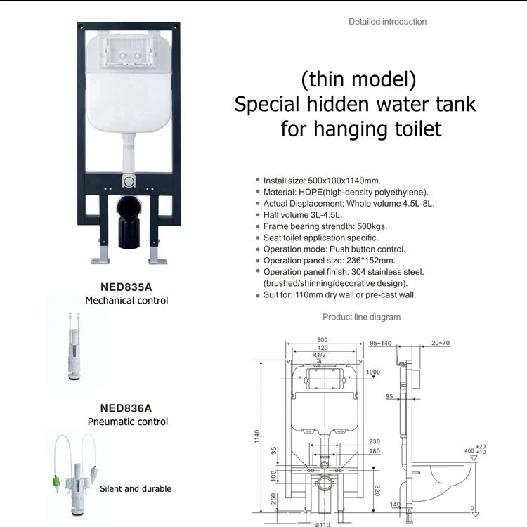 Wall Mounted Plastic Toilet Cistern Concealed Tank - Buy Concealed Tank ...