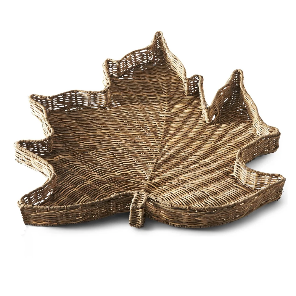 Decorative Rattan Tray Maple Leaf Shape For Coffee Table Serving Tray ...