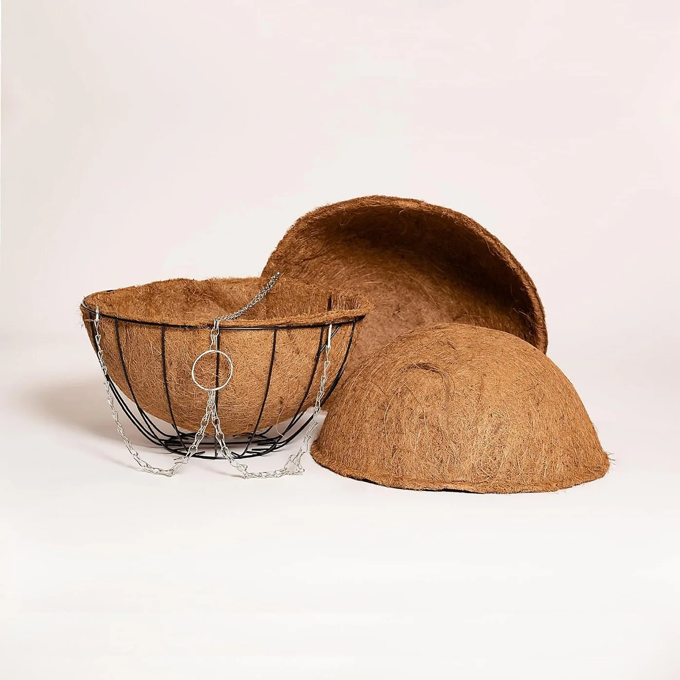 Wall hanging semi circle coconut coir plant liner with metal frame ...
