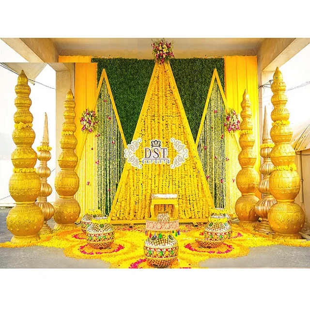 Decorative FRP Pot Pillars for Haldi Ceremony Vibrant Haldi Ceremony ...