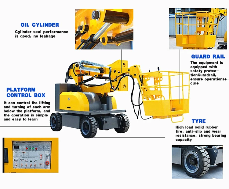 360 Swivel Turret Articulated Telescopic Towable Spider Nacelle Boom ...