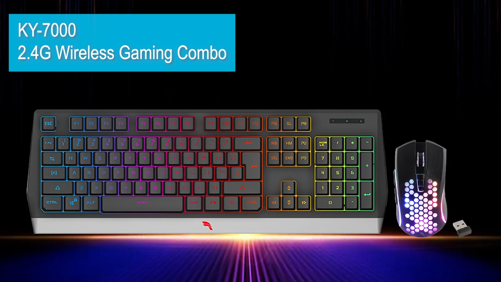 Wireless Keyboard And Mouse Combo 2.4g Rgb With Holes Ergonomic Right ...